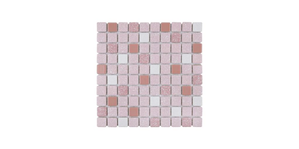 Crystalline Square Pink Mosaic Tile | Tez Marble