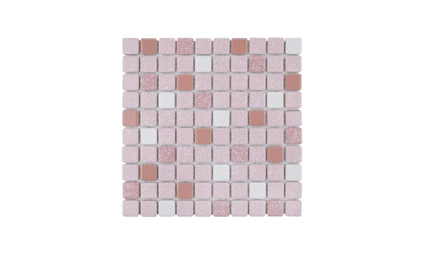 Crystalline Square Pink Mosaic Tile | Tez Marble