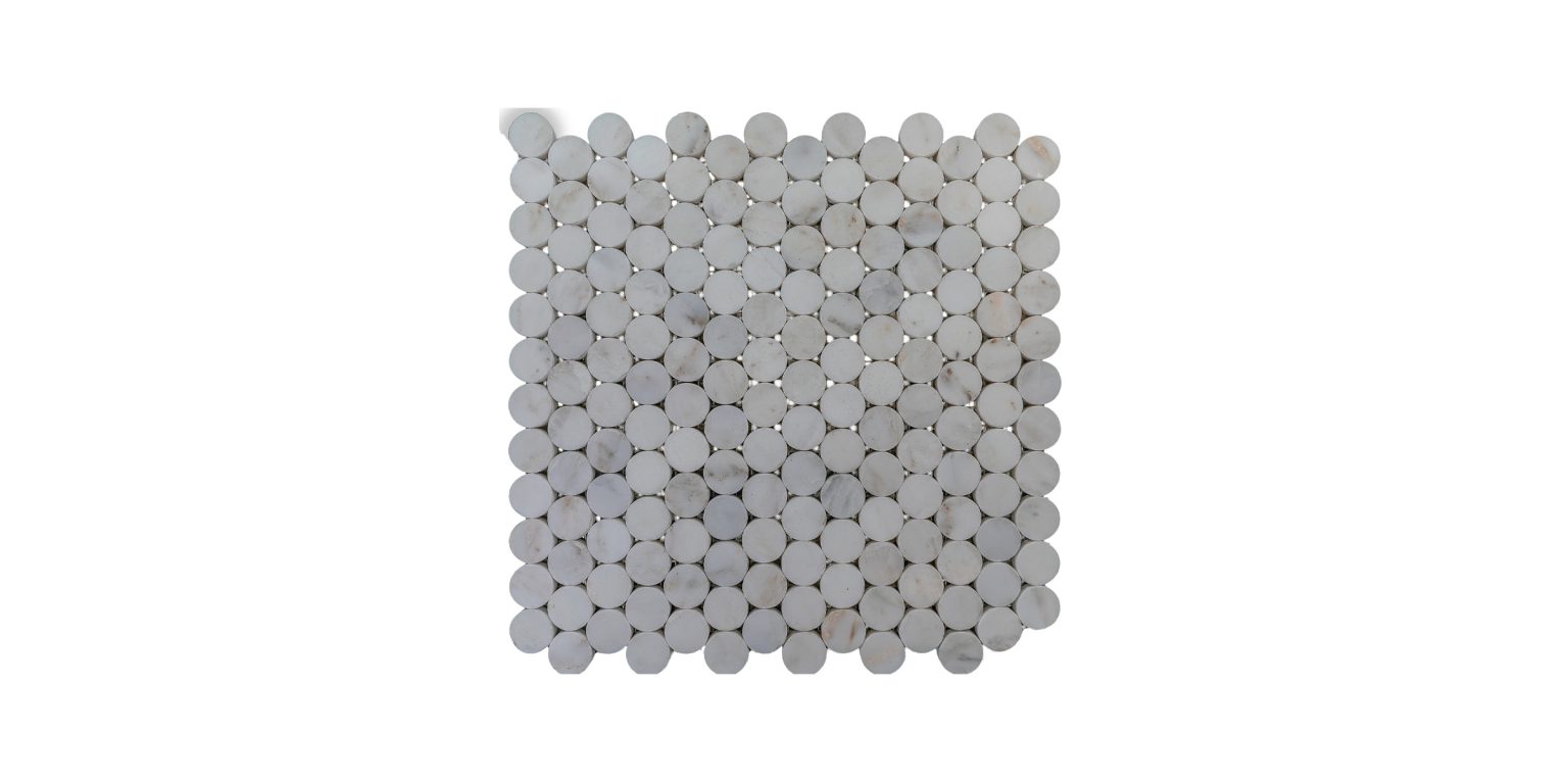 Carrara E Polished Round Circle Mosaic Tile | Tez Marble