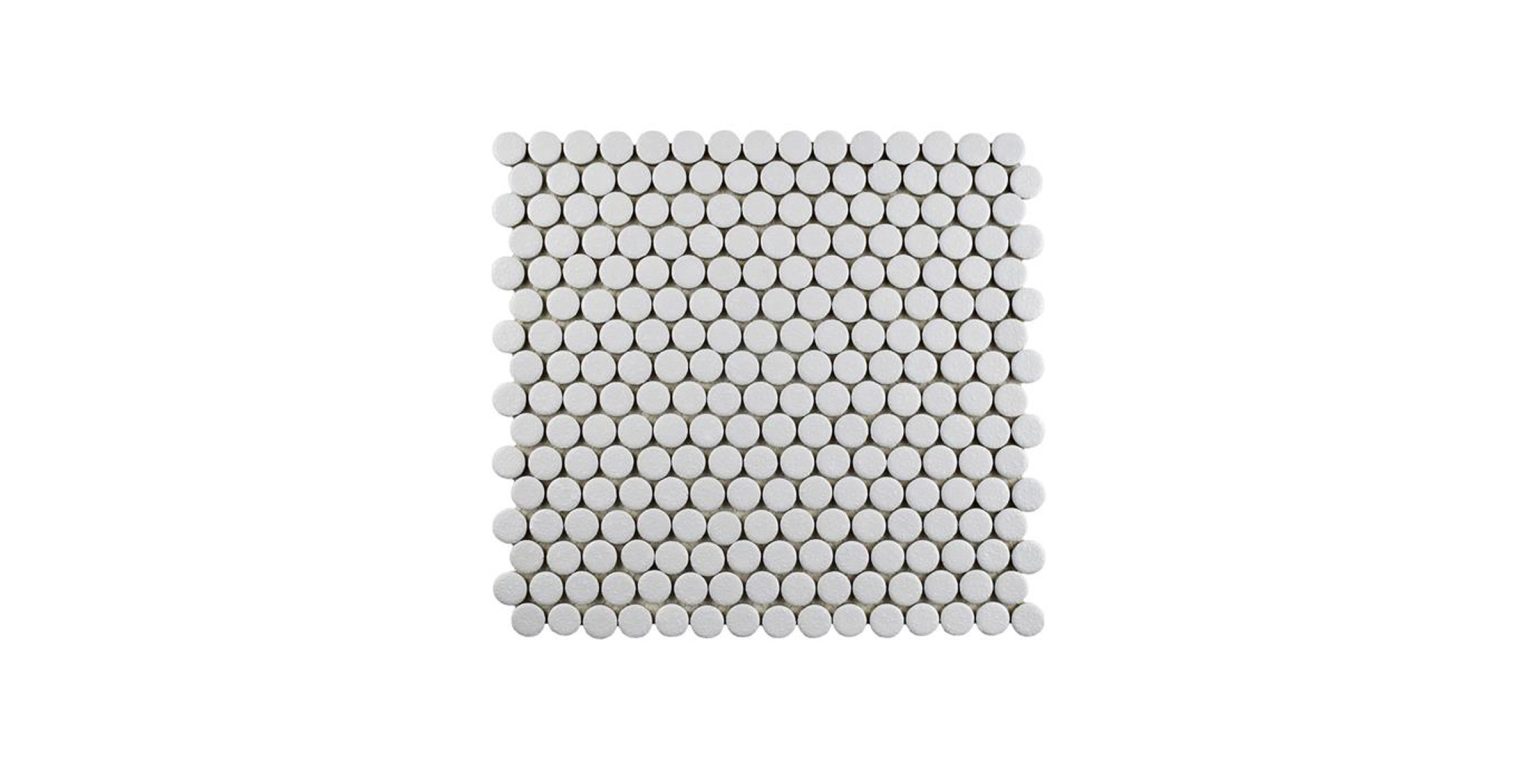 Hudson Penny Round Crystalline White Mosaic Tile | Tez Marble