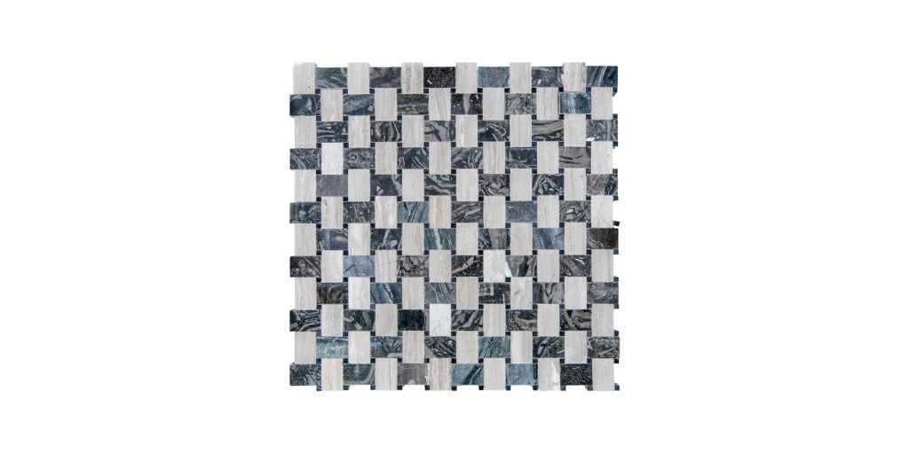 Micro Basketweave Blue Wood Mosaic Tile | Tez Marble