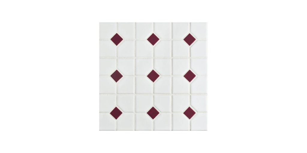 Oxford Matte White with Maroon Dot Mosaic Tile | Tez Marble