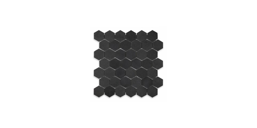 Basalt Black Basalt Hexagon 2″ Honed Mosaic Tile | Tez Marble