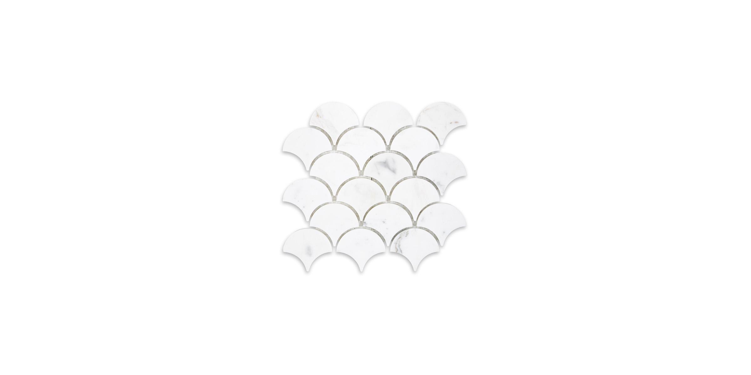 Calacatta Gold Marble Fan 3″ Mosaic Tile | Tez Marble