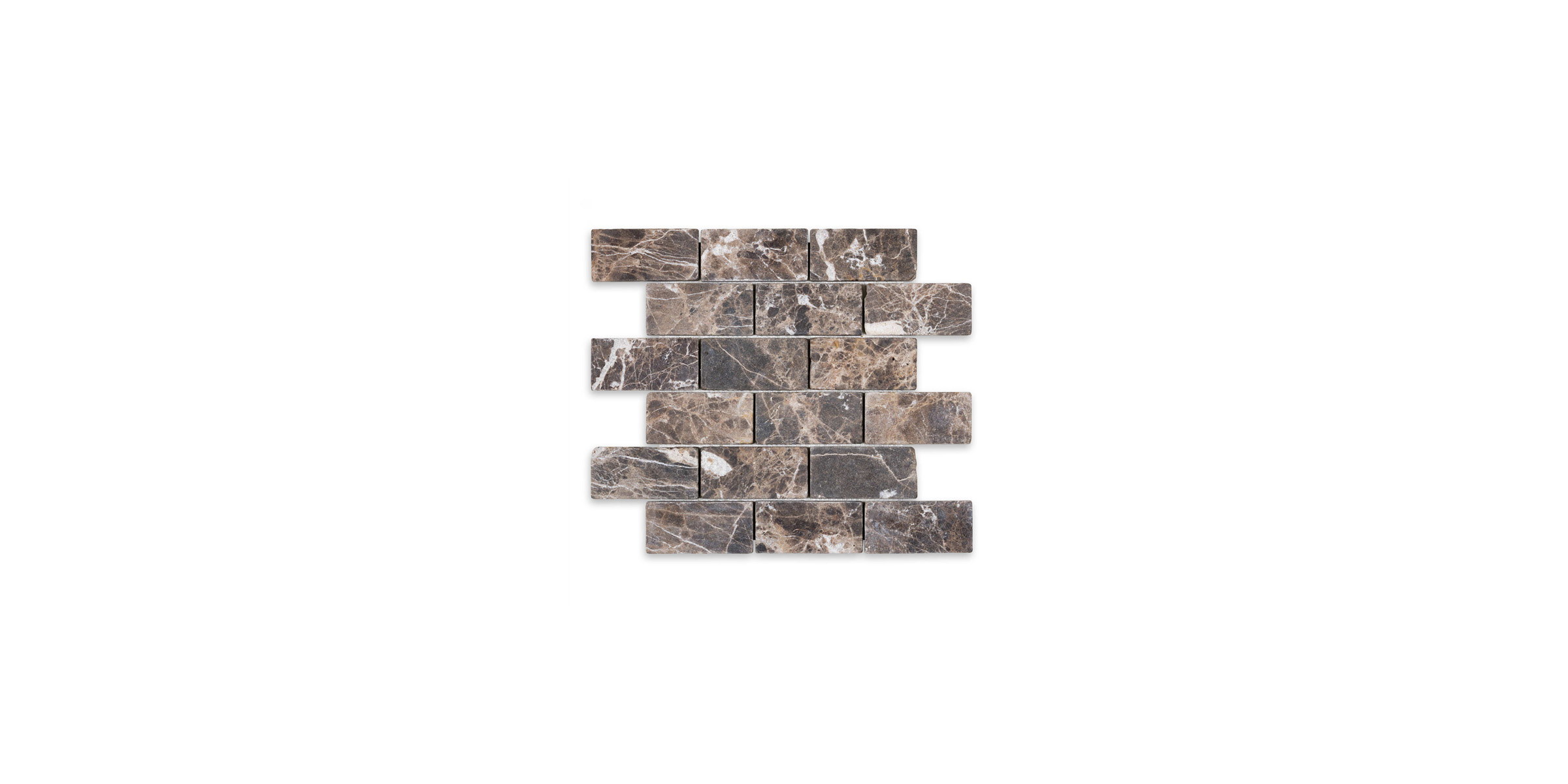 Emperador Dark Marble Brick 2″ X 4″ Tumbled Mosaic Tile | Tez Marble