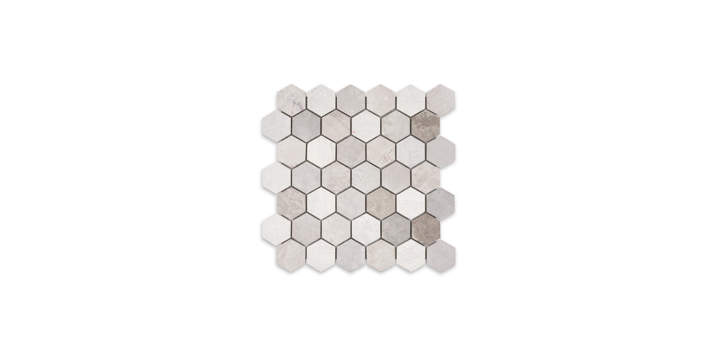 Tundra Grey Marble Hexagon 2″ Multi Mosaic Tile | Tez Marble