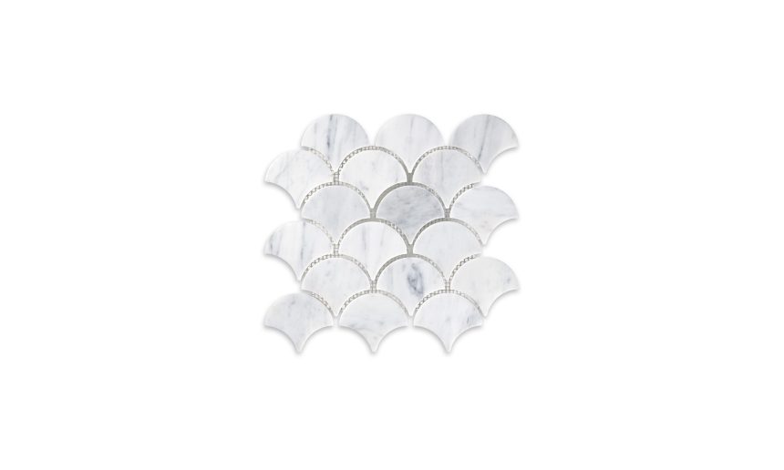 White Carrara Marble Fan 3″ Mosaic Tile | Tez Marble