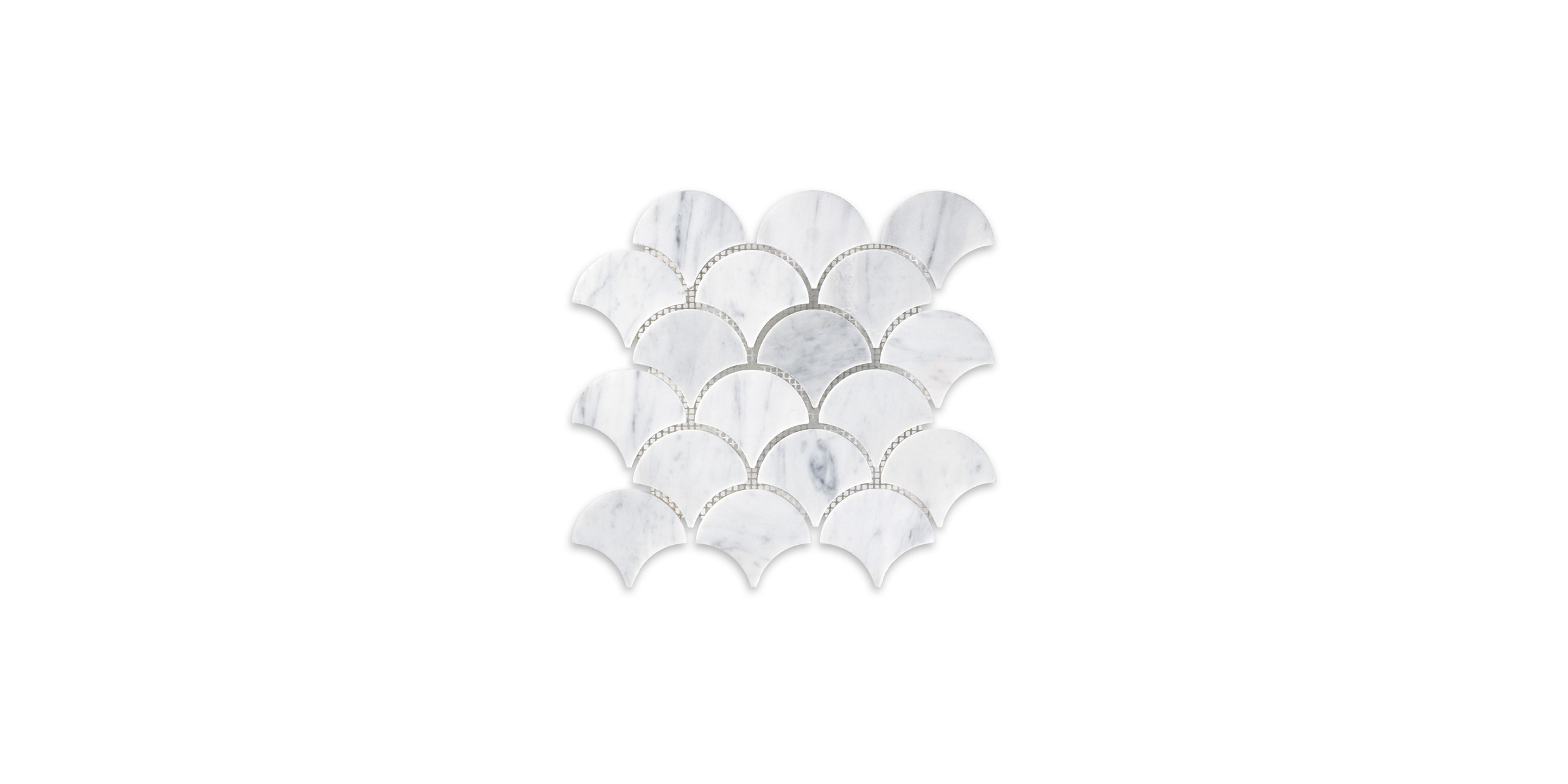 White Carrara Marble Fan 3″ Mosaic Tile | Tez Marble